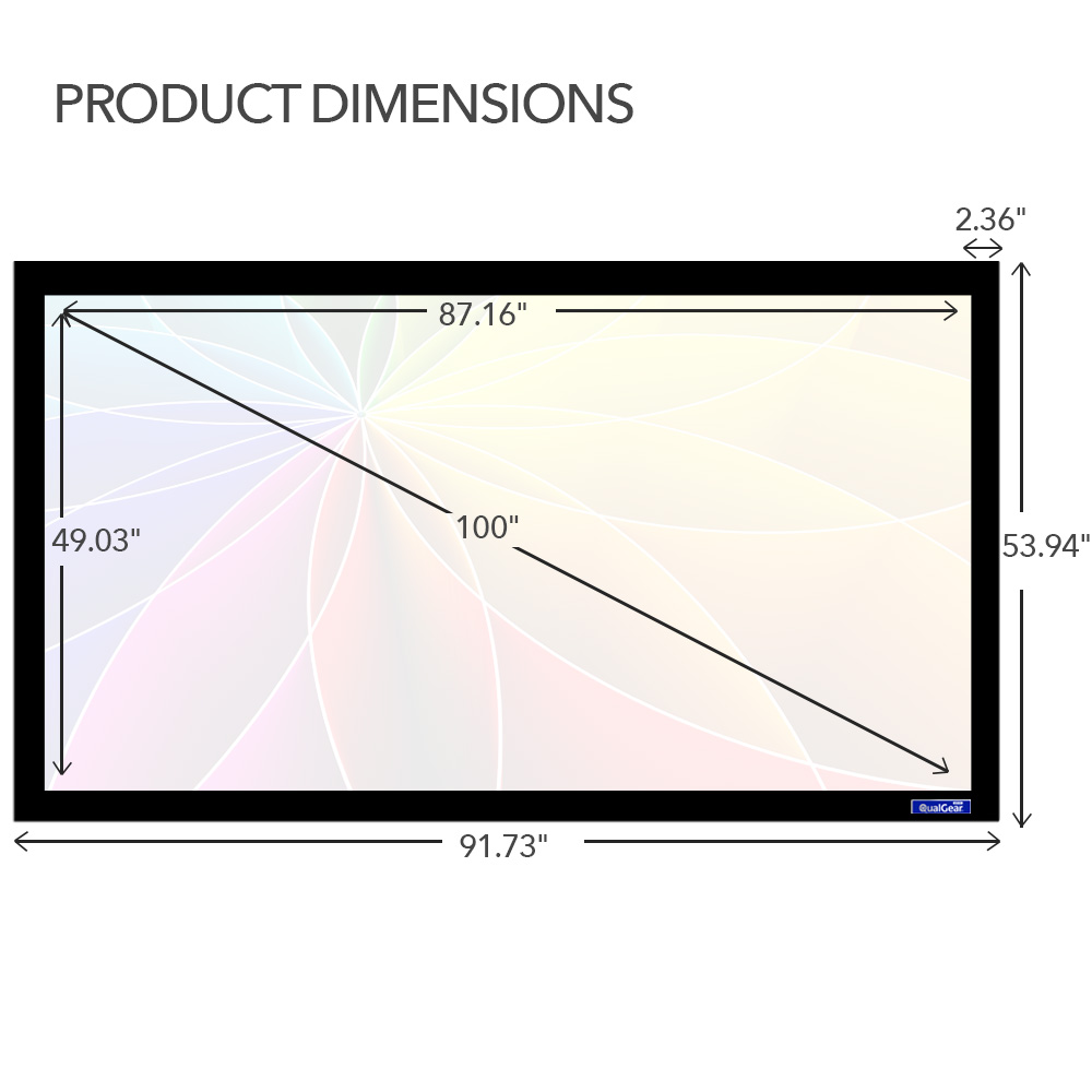 QualGear QG PS FF6 169 100 W 16 9 Fixed Frame Projector Screen 100