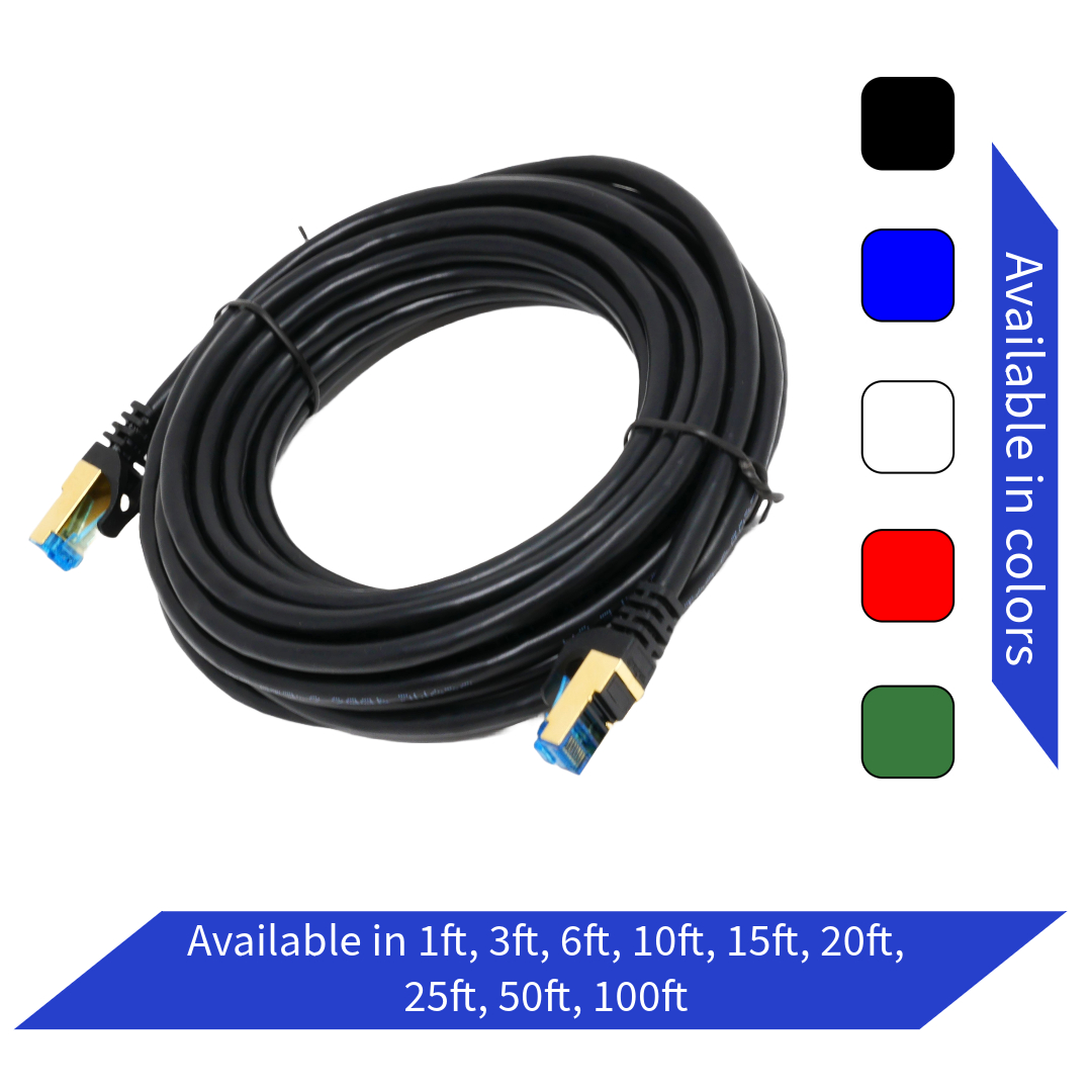 Network-cables-QualGear RJ45 Cat 7 Ethernet Patch Cable, 10Gpbs High-Speed